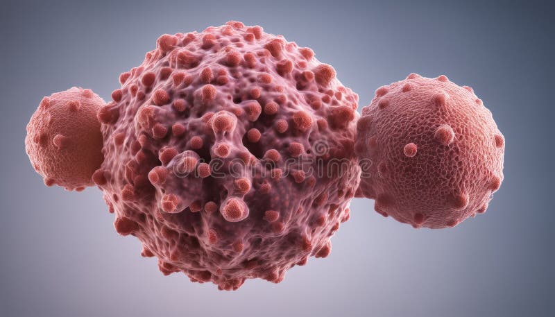 3D Rendering of a Pink Cancer Cell with Protrusions Stock Illustration ...