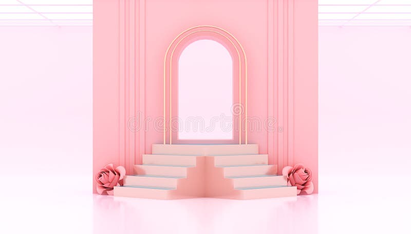 3d Rendering Pink Gate and Studio Background. Stock Illustration ...