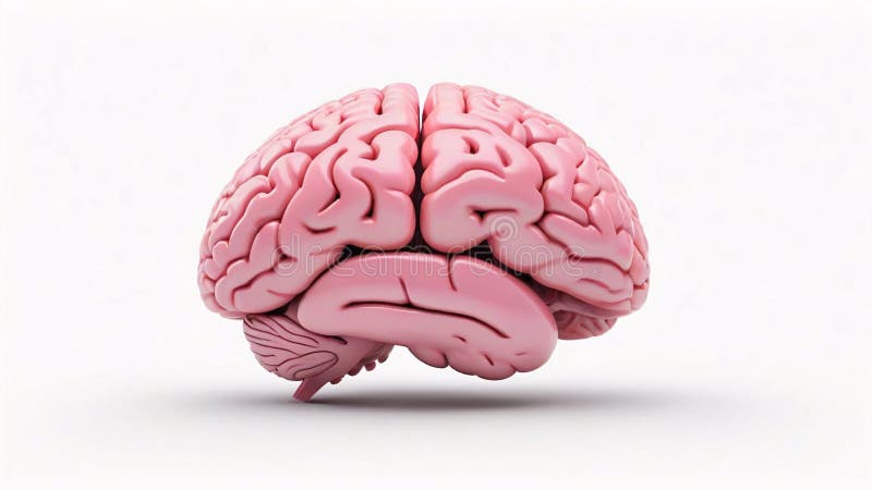 A 3D Rendering of a Pink Human Brain Isolated on a White Background ...