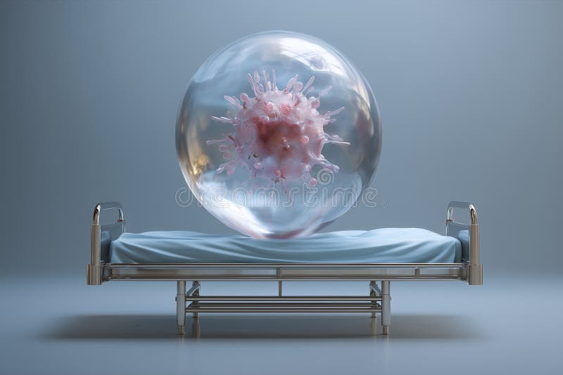 3D Rendering of Pink Microorganism Inside Transparent Sphere Stock ...