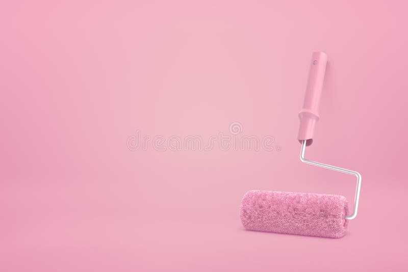 3d Rendering of Pink Paint Roller on Pink Background with Lots of Copy ...