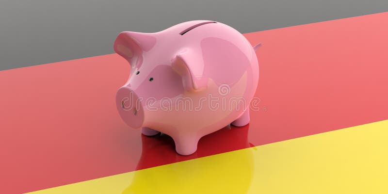 3d Rendering Pink Piggy Bank on Germany Flag Stock Illustration ...