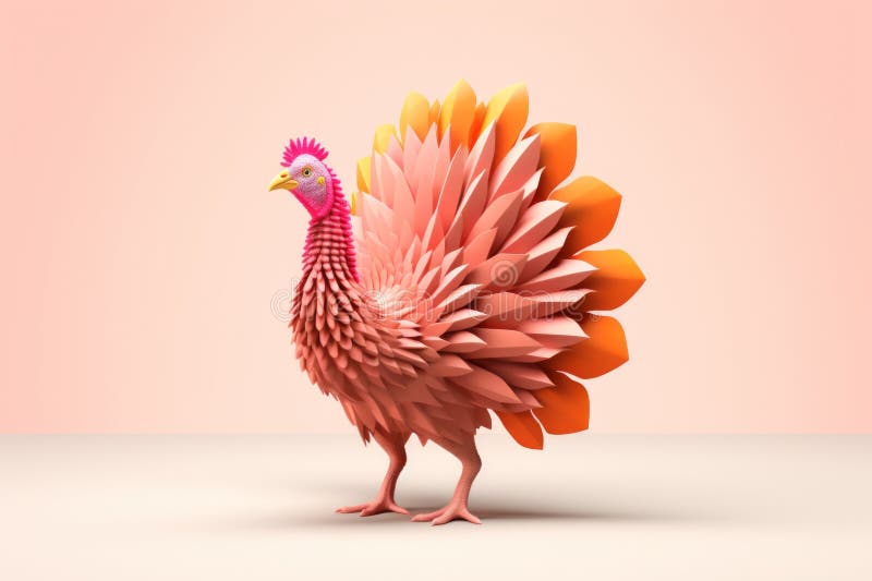 3d Rendering of a Pink Turkey on a Pink Background Stock Illustration ...