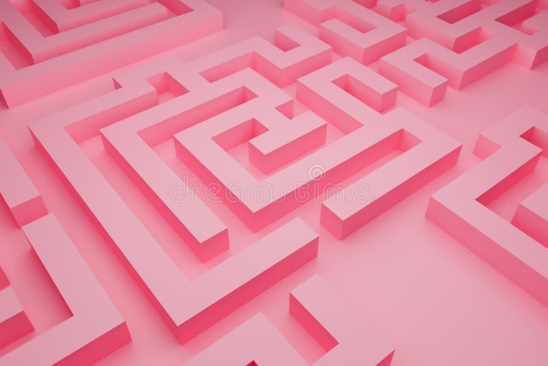 3D Rendering. Pink Volumetric Maze Stock Illustration - Illustration of ...