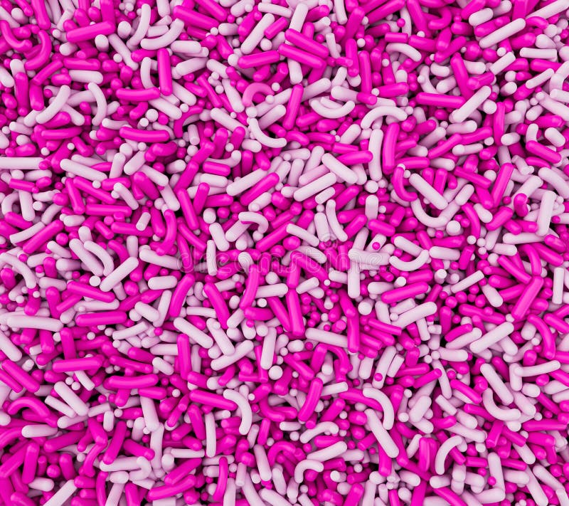 3D Rendering of Pink and White Sugar Sprinkles Stock Illustration ...