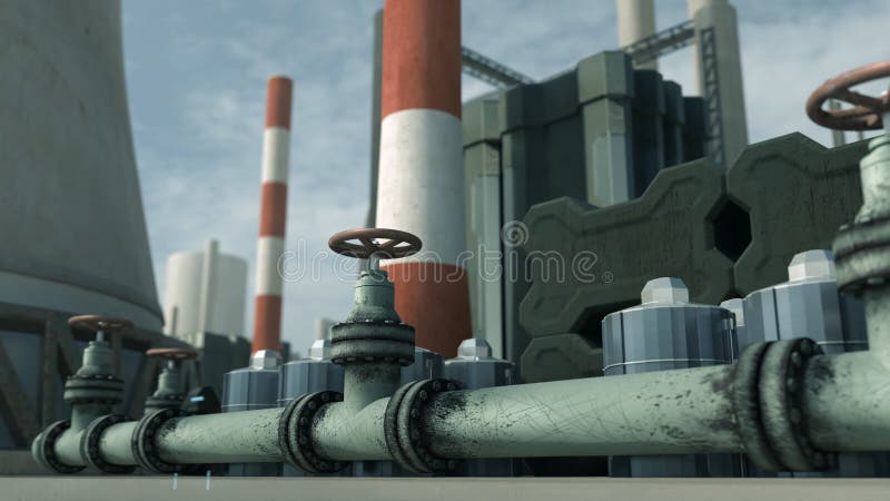 Rendering of Pipes of a Nuclear Power Plant Stock Illustration ...