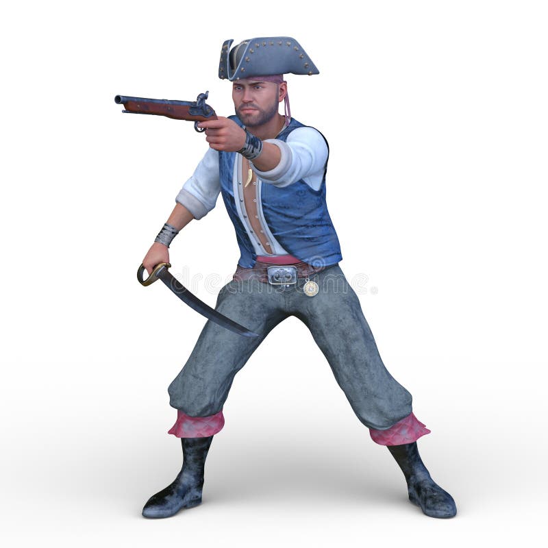 3D rendering of a pirate stock illustration. Illustration of hero ...