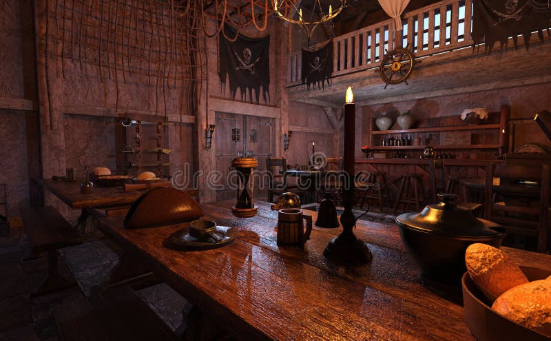 3D Rendering Pirate Bar stock illustration. Illustration of medieval ...