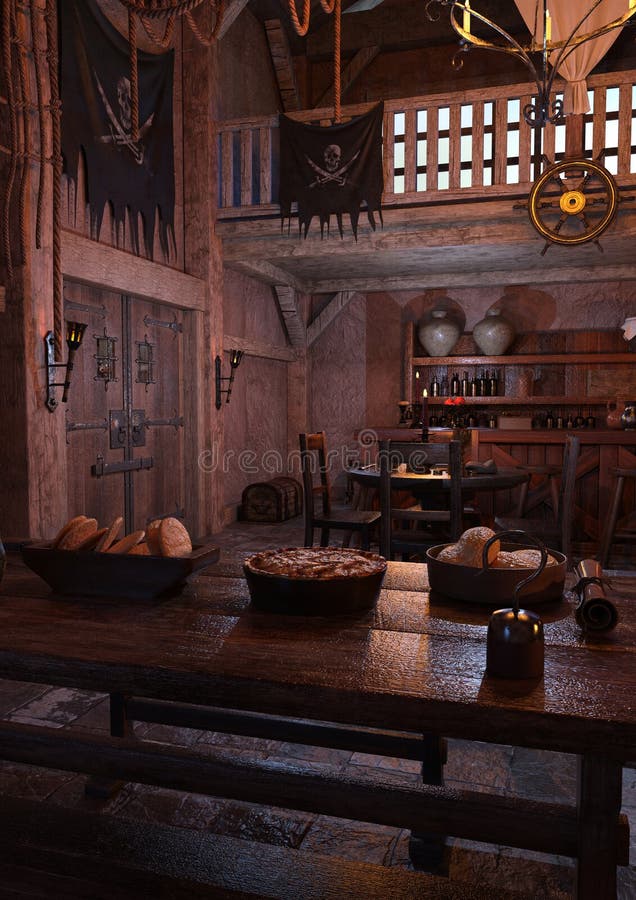 3D Rendering Pirate Bar stock illustration. Illustration of adventure ...