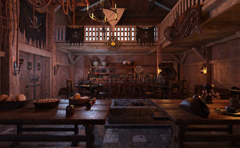 3D Rendering Pirate Bar stock illustration. Illustration of antique ...