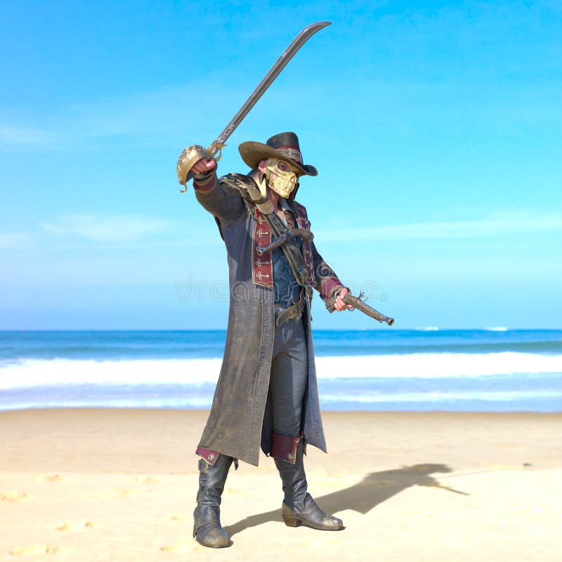 3D rendering of Pirate man stock illustration. Illustration of cosplay ...
