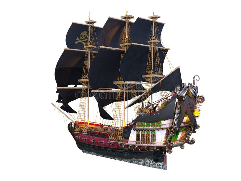 3D Rendering of a Pirate Ship Stock Illustration - Illustration of ...