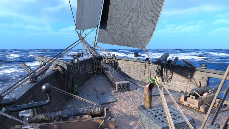3D Rendering of a Pirate Ship Stock Illustration - Illustration of ...