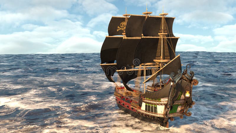3D Rendering of a Pirate Ship Stock Illustration - Illustration of ...