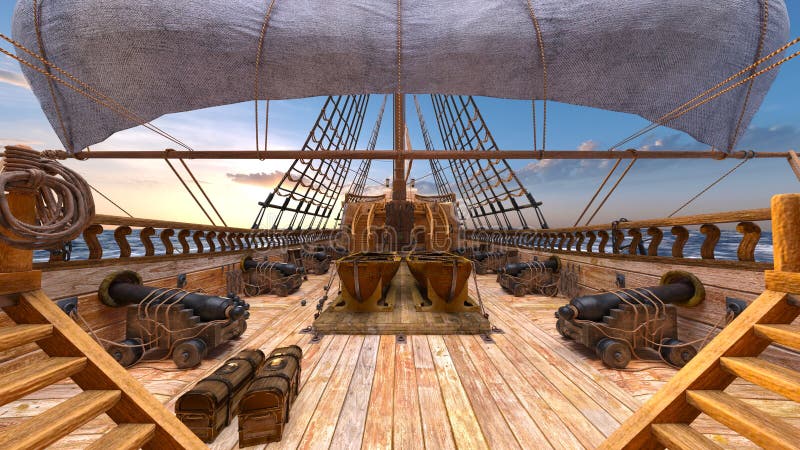 3D Rendering of a Pirate Ship Stock Illustration - Illustration of ...