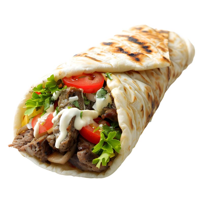3D Rendering of a Pita Break Shawarma or Wrap on Transparent Background ...