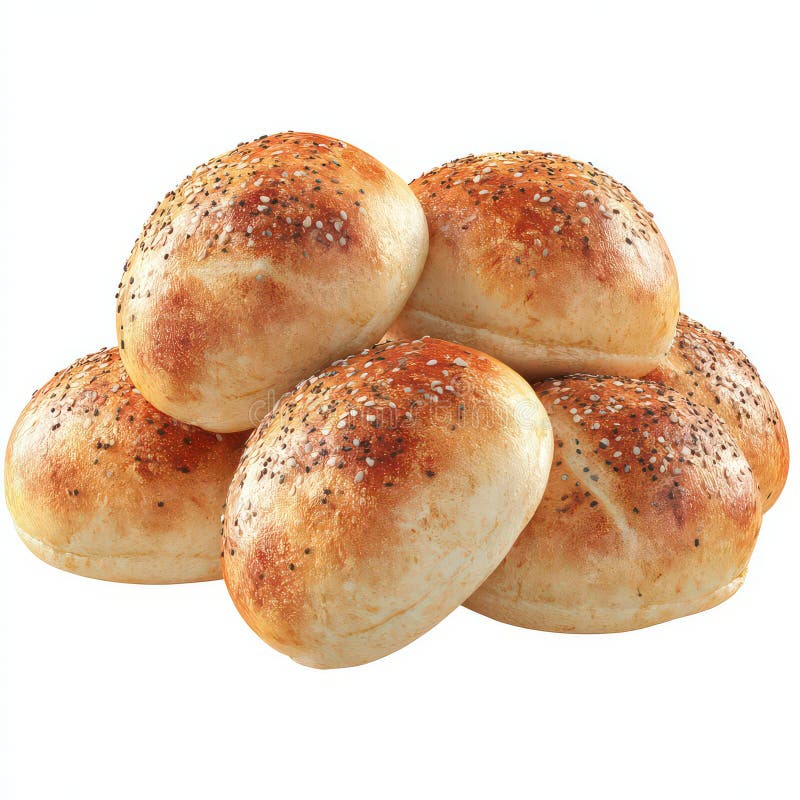 3D Rendering of Plain Kaiser Rolls, Baked Texture, Isolated on Stock ...