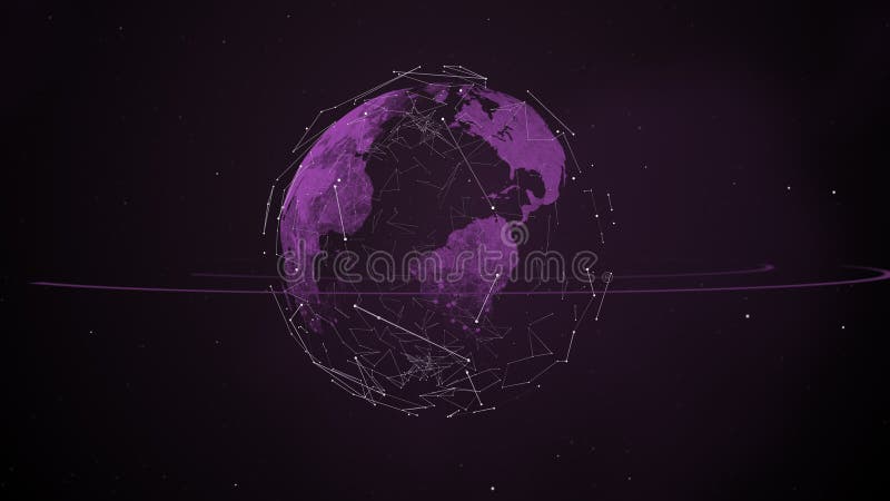 3D Rendering Planet Covered with Scientific Technology Data Binary Code ...