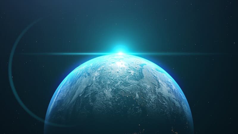 3D Rendering of the Planet Earth in the Starry Galaxy with Bright Blue ...