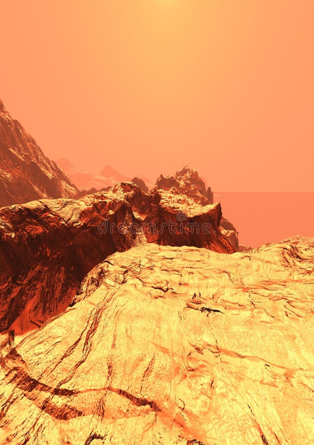 3D Rendering Planet Mars Lanscape Stock Illustration - Illustration of ...
