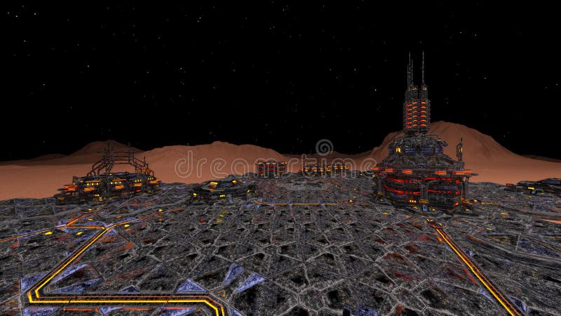 3D Rendering of the Planetary Exploration Base Stock Illustration ...