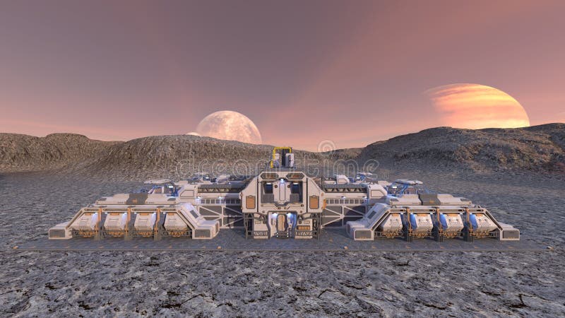 3D Rendering of the Planetary Exploration Base Stock Illustration ...