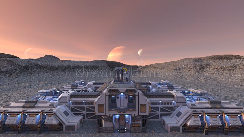 3D Rendering of the Planetary Exploration Base Stock Illustration ...
