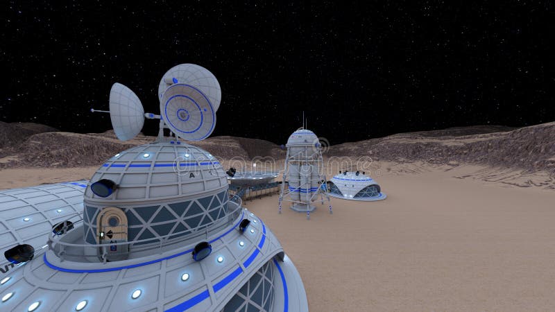3D Rendering of the Planetary Exploration Base Stock Illustration ...
