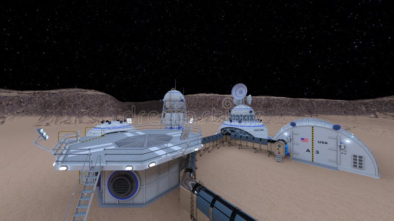 3D Rendering of the Planetary Exploration Base Stock Illustration ...