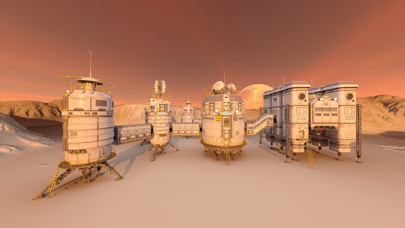 3D Rendering of the Planetary Exploration Base Stock Illustration ...