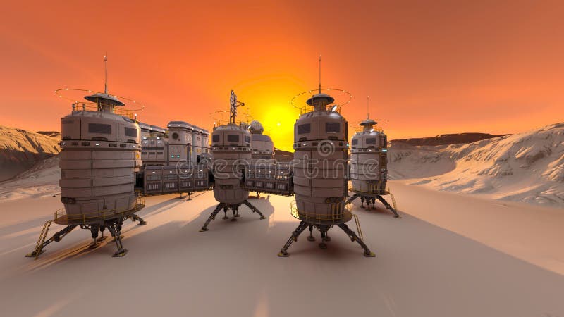 3D Rendering of the Planetary Exploration Base Stock Illustration ...