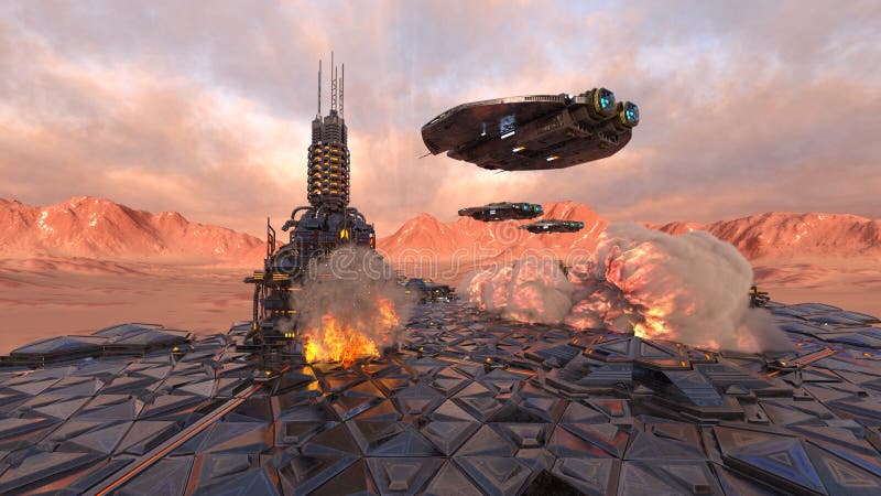 3D Rendering of the Planetary Exploration Base Stock Illustration ...