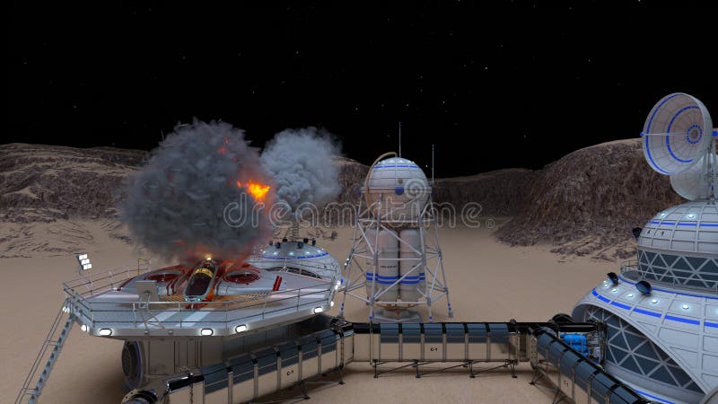3D Rendering of the Planetary Exploration Base Stock Illustration ...