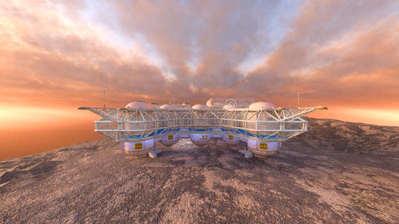 3D Rendering of the Planetary Exploration Base Stock Illustration ...