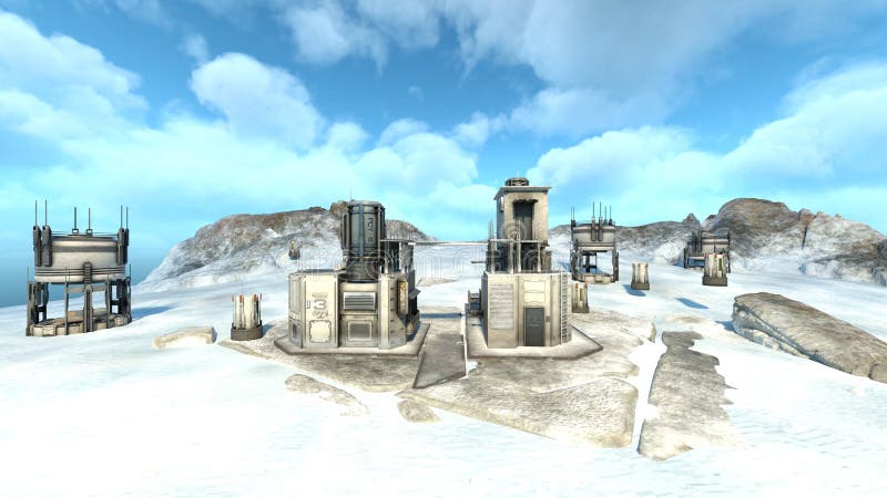 3D Rendering of the Planetary Exploration Base Stock Illustration ...