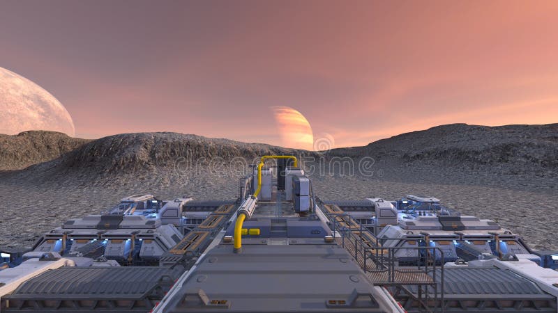 3D Rendering of the Planetary Exploration Base Stock Illustration ...