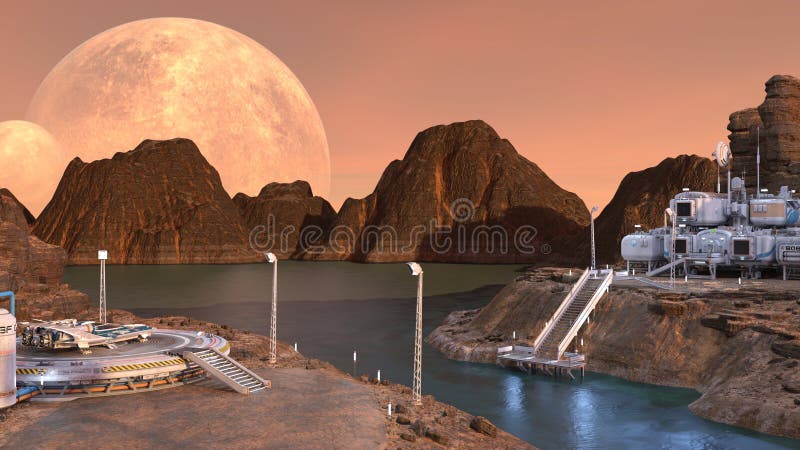3D Rendering of the Planetary Exploration Base Stock Illustration ...