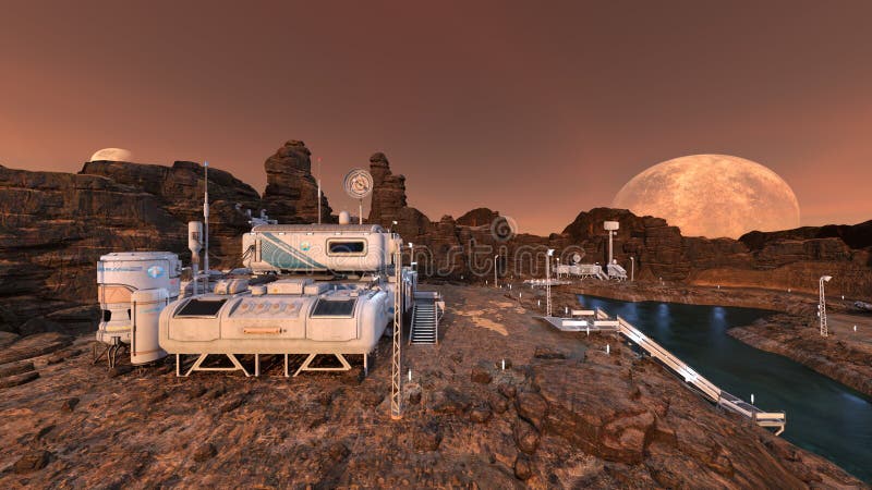 3D Rendering of the Planetary Exploration Base Stock Illustration ...