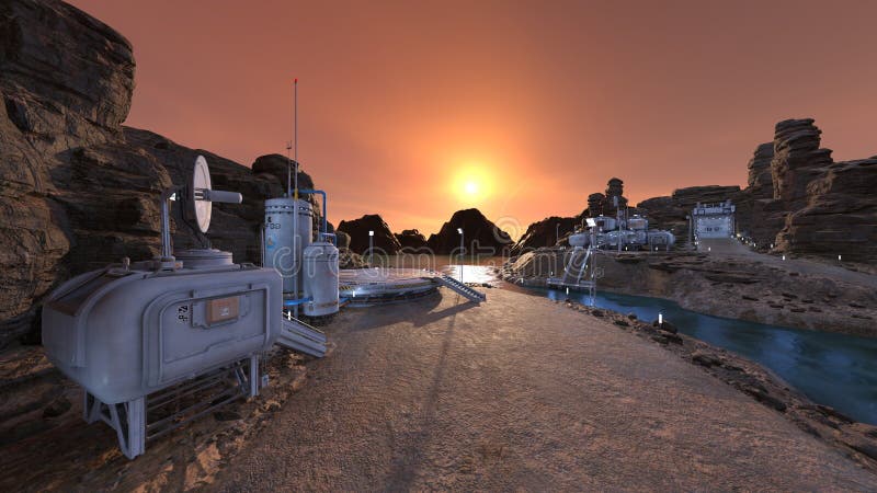 3D Rendering of the Planetary Exploration Base Stock Illustration ...