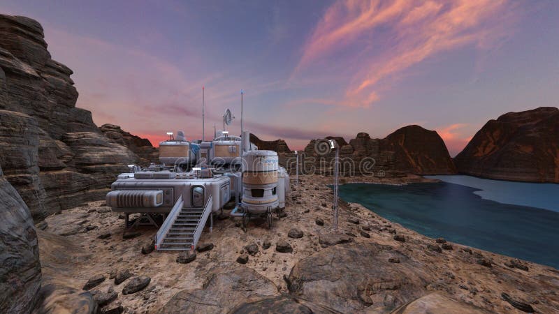 3D Rendering of the Planetary Exploration Base Stock Illustration ...