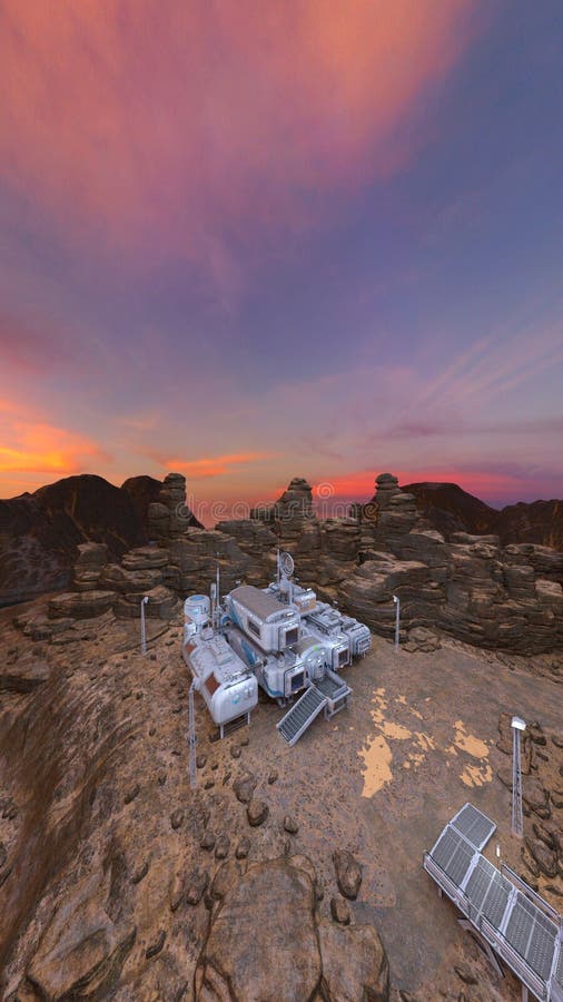 3D Rendering of the Planetary Exploration Base Stock Illustration ...