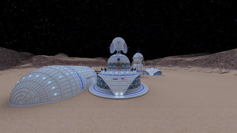 3D Rendering of the Planetary Exploration Base Stock Illustration ...