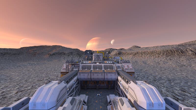 3D Rendering of the Planetary Exploration Base Stock Illustration ...