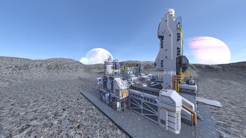 3D Rendering of the Planetary Exploration Base Stock Illustration ...