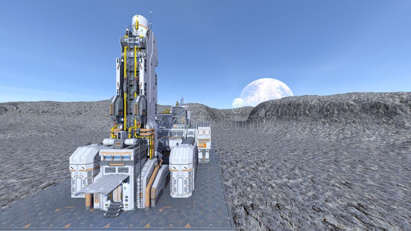 3D Rendering of the Planetary Exploration Base Stock Illustration ...