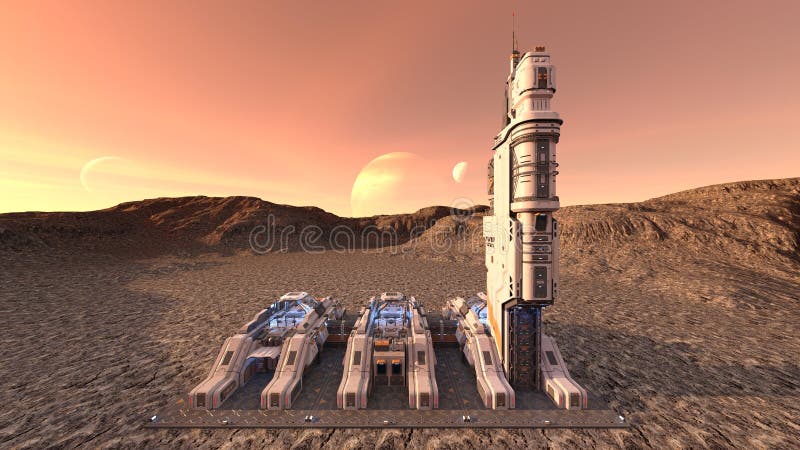 3D Rendering of the Planetary Exploration Base Stock Illustration ...