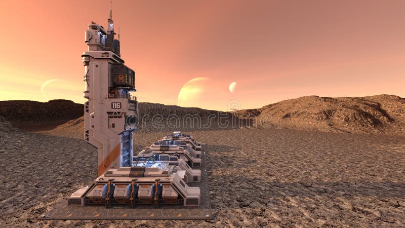 3D Rendering of the Planetary Exploration Base Stock Illustration ...