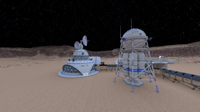 3D Rendering of the Planetary Exploration Base Stock Illustration ...