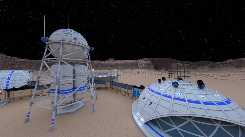 3D Rendering of the Planetary Exploration Base Stock Illustration ...