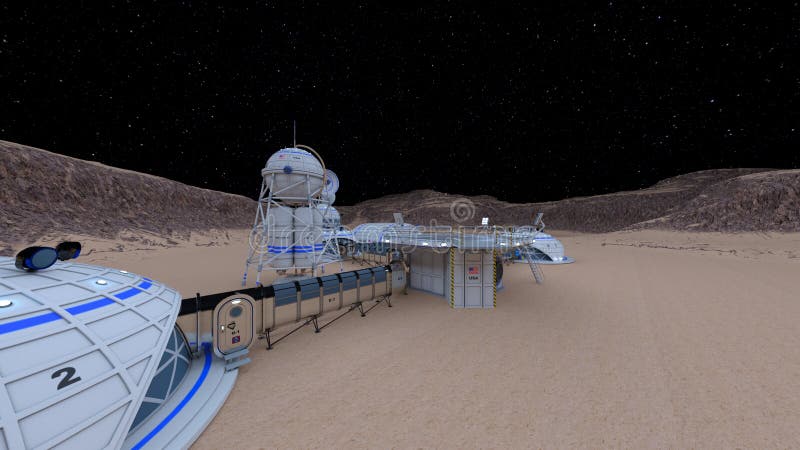 3D Rendering of the Planetary Exploration Base Stock Illustration ...